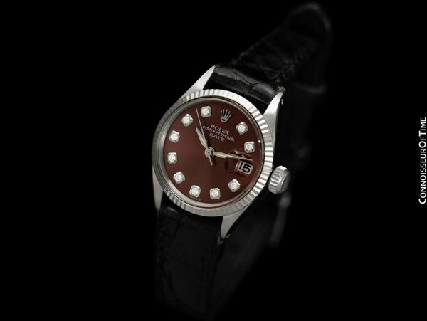 1964 Rolex Vintage Ladies Date Datejust Watch, Wine Diamond Dial - Sta ...