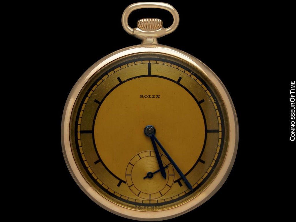 1930's Rolex Vintage Antique Mens Ultra Thin 9K Gold Pocket Watch - Ra ...